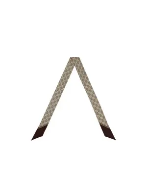Gucci Gg Printed Silk Thread Neck Bow - Camel