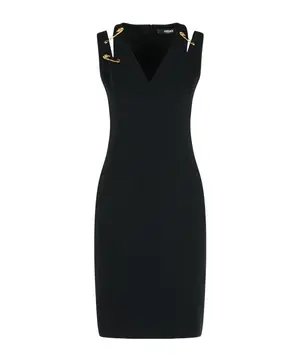 Versace Safety Pin Detailed V-neck Dress