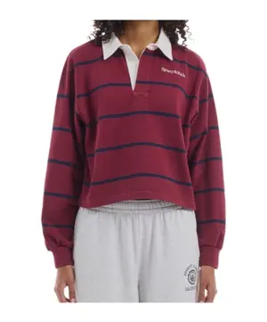 SPORTY  RICH Sporty & Rich Striped Long Sleeve Polo Shirt
