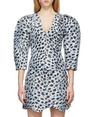 GANNI Crispy Jacquard V-neck Blouse