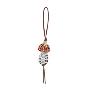 Loewe Mushroom Charm In Classic Calfskin - Maple/soft White