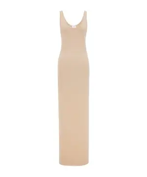 Saint Laurent Long Lurex Knit Dress - Beige