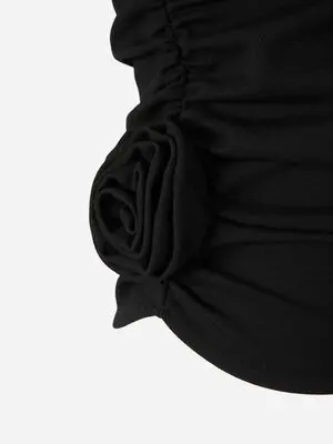 Magda Butrym One-shoulder Rose Embellished Top - Black