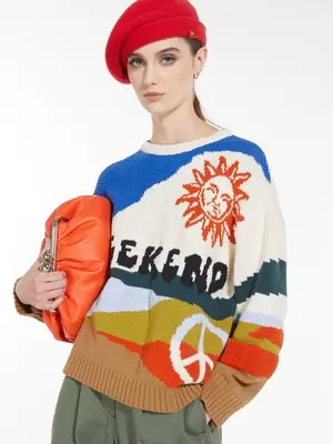 Max Mara Color Block Intarsia Knitted Pullover