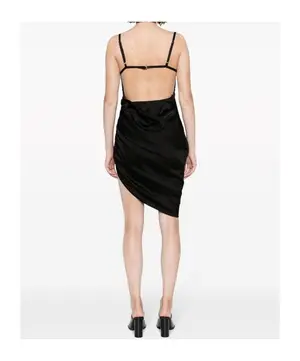 Jacquemus Asymmetric Lace Lingerie Dress - Black