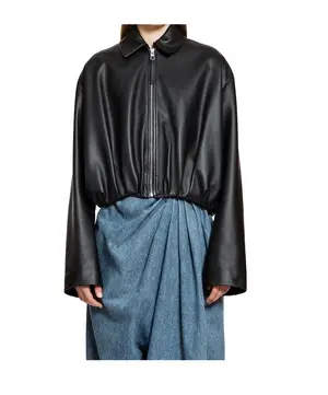 Loewe Draped Leather Jacket - Black