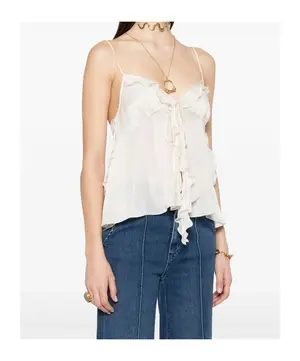 Chloé Ruffled Spaghetti Strap Top