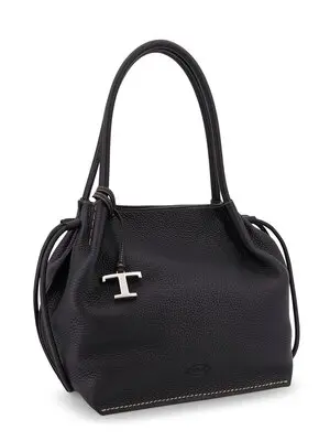 TOD'S Logo Detailed Shoulder Bag - Black