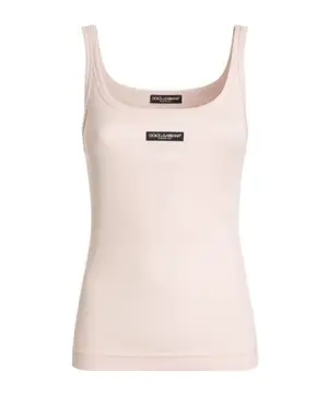 Dolce & Gabbana Sleeveless Logo Patch Jersey Top - Pink