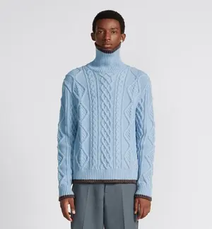 Dior Cd Diamond Twisted Knit Turtleneck Sweater