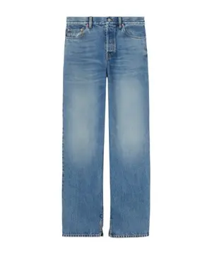 Gucci Logo Patch Straight-leg Jeans - Light Blue