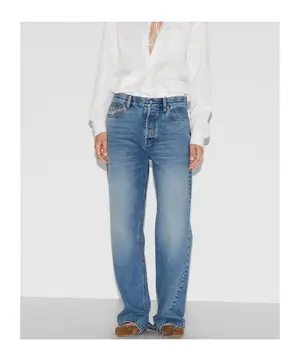 Gucci Logo Patch Straight-leg Jeans - Light Blue