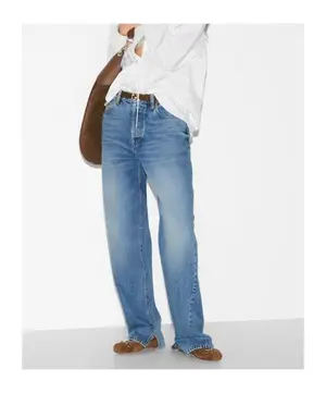 Gucci Logo Patch Straight-leg Jeans - Light Blue