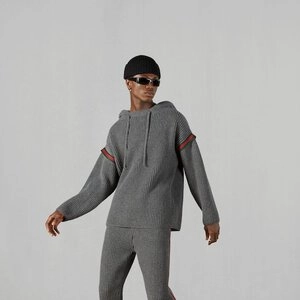 Gucci Web Striped Drawstring Knit Hoodie