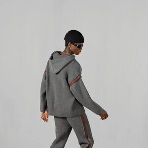 Gucci Web Striped Drawstring Knit Hoodie