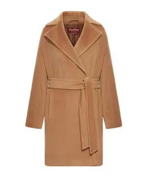 Max Mara Scire Belted Long-sleeve Coat - Camel