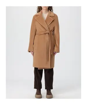 Max Mara Scire Belted Long-sleeve Coat - Camel