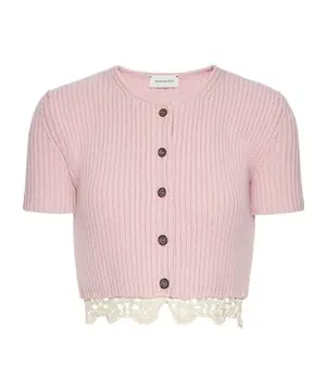 Magda Butrym Lace-trimmed Button-up Cardigan - Pink