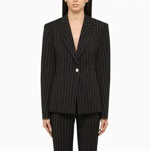 Attico Single Breasted Striped Tailored Blazer