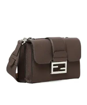 Fendi Leather Bag With Ff Clasp - Brown