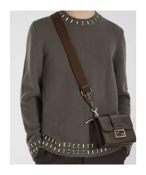 Fendi Leather Bag With Ff Clasp - Brown