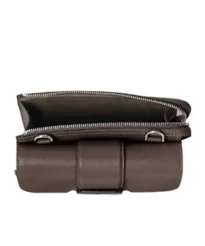 Fendi Leather Bag With Ff Clasp - Brown