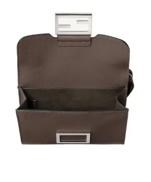 Fendi Leather Bag With Ff Clasp - Brown