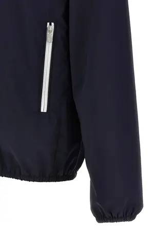 Brunello Cucinelli Logo Embroidered Zip-up Hooded Jacket - Blue