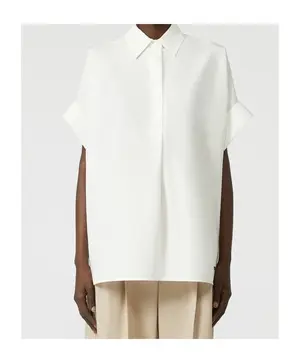 Max Mara Straight-fit Cotton Poplin Shirt With Embroidered Logo