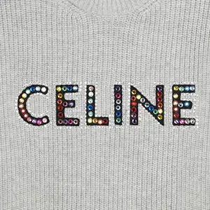 Celine Oversized Embroidered Sweater In Ribbed Wool