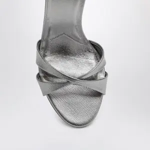Prada Round Toe Stiletto Sandals With Adjustable Ankle Strap