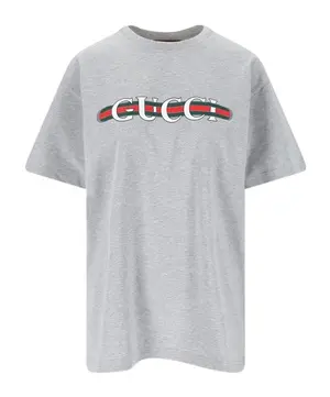 Gucci Logo Printed Jersey T-shirt - Grey