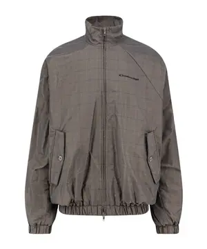Balenciaga Checked Zip-up Jacket - Greyblue
