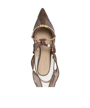 Pinko Bow Pointed Toe Slingback Pumps - Brown