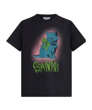 GANNI Short Sleeve Crewneck T-shirt