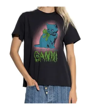 GANNI Short Sleeve Crewneck T-shirt