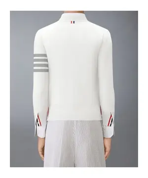 Thom Browne V-neck 4-bar Cardigan - White