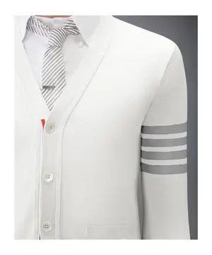 Thom Browne V-neck 4-bar Cardigan - White
