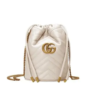 Gucci Gucci GG Marmont Mini Quilted Bucket Bag White