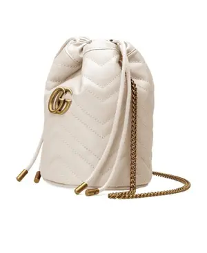 Gucci Gg Marmont Mini Quilted Bucket Bag - White