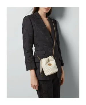 Gucci Gg Marmont Mini Quilted Bucket Bag - White