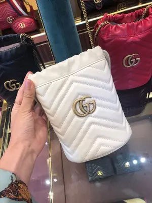 Gucci Gg Marmont Mini Quilted Bucket Bag - White