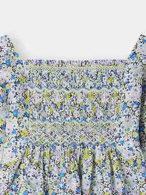 Bonpoint Smocked Floral Print Blouse