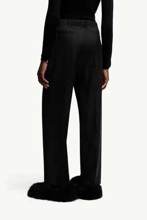 Moncler Wool Gabardine Tailored Trousers With Drawstring Waist - Black