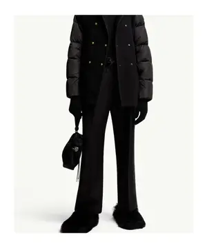 Moncler Wool Gabardine Tailored Trousers With Drawstring Waist - Black