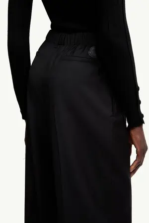 Moncler Wool Gabardine Tailored Trousers With Drawstring Waist - Black