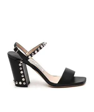 JIMMY CHOO Aadra85 Embellished Square Toe High Heel Sandals