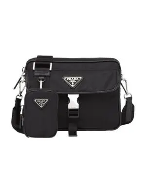 Prada Re-nylon And Saffiano Leather Shoulder Bag - Black