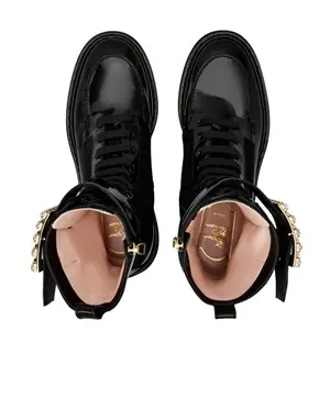 ROGER VIVIER Logo Buckled Leather And Jacquard Boots