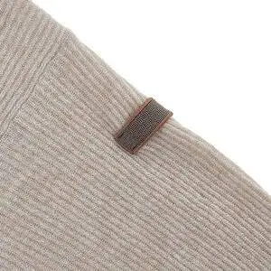 Brunello Cucinelli Long Sleeve V-neck Ribbed Knit Cardigan - Beige